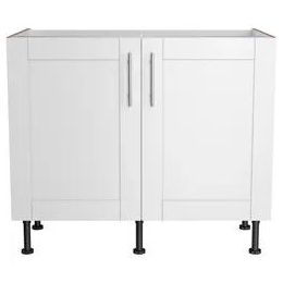 Sp&uuml;lenschrank KOCHSTATION "KS-Ahus", braun (wei&szlig; matt, wildeiche nachbildung), B:100cm H:87cm T:58,4cm, Schr&auml;nke, Sp&uuml;lenschrank, Breite 100 cm