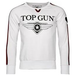 Sweater Top Gun "Streak TG20191013", Herren, Gr. 48S, wei&szlig;, Obermaterial: 100% Baumwolle, Sweatshirts Sweater