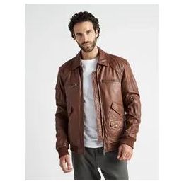 Lederjacke JCC "3102163", Herren, Gr. 52, braun (cognac), Obermaterial: 100% Lammleder; Lining : 50% Polyester, 50% Baumwolle; &Auml;rmelfutter: 100% Polyester; Strick: 100% Baumwolle, Jacken
