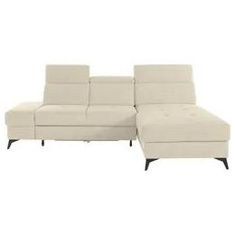 Ecksofa Home Affaire "Cardiz L-Form", beige (creme), B:246cm H:83cm T:173cm, Webstoff (100% Polyester);Luxus-Microfaser Paris (90% Polyester/10% Polyamid);Struktur fein (100% Polyester);Samtoptik (100% Polyester), Sofas, Ecksofa, inkl.Kopfteilverstellung und Federkern wahlweise mit Bettfunktion