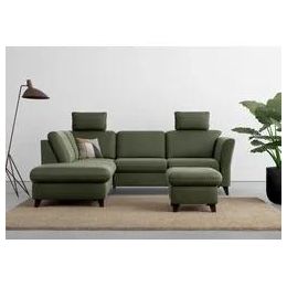 Ecksofa Home Affaire "Trelleborg L-Form", gr&uuml;n (olive), B:252cm H:86cm T:213cm, 95% Polyester, 5% Polyamid, Sofas, Ecksofa, wahlweise mit Bettfunktion und Bettkasten, inkl. Federkern-Polsterung