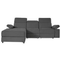 Ecksofa Home Affaire "Kilado, L-Form", grau (anthrazit), B:259cm H:98cm T:163cm, Struktur fein (95% Polyester 5%Nylon), Sofas, Ecksofa, mit Relaxfunktion, verstellbarer Armlehne, Kopfteilverstellung