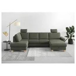 Wohnlandschaft Home Affaire "Summer U-Form", gr&uuml;n (olive), B:314cm H:91cm T:170cm, 95% Polyester, 5% Polyamid, Sofas, Wohnlandschaft, mit oder ohne Bettfunktion und Bettkasten, Cord-Bezug