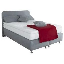 Boxspringbett, grau, B:100cm L:212cm, Bezug Kaltschaum-Topper: mit Klimafaser versteppt, 100% Polyester;Bezug untere Box und Kopfteil: wahlweise hochwertiger Microvelour (100% Polyester), feiner Strukturstoff (100% Polyester) oder Kunstleder;Bezug Obermatratze: 100% Polyester, Bezug abnehm- und waschbar bis 60C, Westfalia Schlafkomfort, Komplettbetten, Boxspringbett, inkl. Kaltschaum-Topper