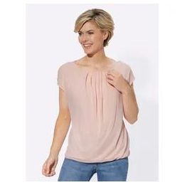Blusenshirt Lady "Shirt", Damen, Gr. 36, rosa (ros&eacute;), 95% Viskose, 5% Elasthan, Chiffon:100% Polyester, unifarben, Rundhals, Shirts Blusenshirt