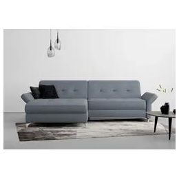 Ecksofa Home Affaire "Maredo L-Form", blau (graublau), B:284cm H:89cm T:179cm, 100% Polyester, Sofas, Ecksofa, Federkern, wahlweise auch mit Kopfteil- und Armlehnverstellung