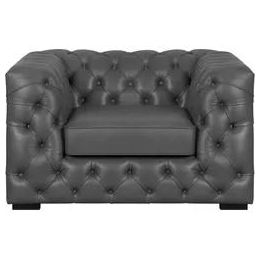 Chesterfield-Sessel Home Affaire "Kalina Sessel", grau (dunkelgrau), B:110cm H:67cm T:98cm, Sessel, mit klassischer Chesterfield-Knopfheftung, sehr hochwertige Qualit&auml;t