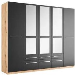 Kleiderschrank Priess "Schrank Garderobe W&auml;scheschrank Barcelona in 5 Breiten", schwarz (astkernbuche, schwarz), B:230cm H:193cm T:54cm, Holzwerkstoff, Schr&auml;nke, Kleiderschrank, viel Stauraum, ger&auml;umige Schubk&auml;sten, mit Spiegel, MADE IN GERMANY