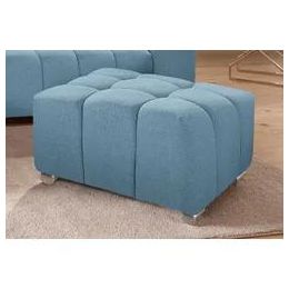 Hocker exxpo - SOFA FASHION "Elias hochwertig und elegant, mit tollem Sitzkomfort", blau (azur), B:71cm H:42cm T:71cm, Struktur (100% Polyester);Webvelours (100% Polyester), Hocker, Polsterhocker