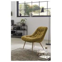 Relaxsessel Salesfever "Toulon - Komfortabler Loungesessel", gelb (gelb, holzfarben), B:76cm H:85cm T:85,6cm, Sessel, Relaxsessel, mit XXL-Steppung, mit schwarzen oder naturfarbenen Beinen