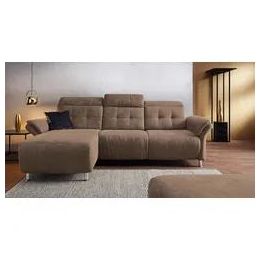 Ecksofa Home Affaire "Manhattan L-Form", braun (nougat), B:270cm H:102cm T:168cm, Kunstleder SOFTLUX;Flachgewebe (100% Polyester);Struktur (100% Polyester), Sofas, Ecksofa, 2 Sitze mit elektrischer Relaxfunktion, verstellbare Armlehnen