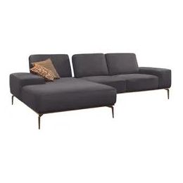 Ecksofa W.Schillig "run, Designsofa mit tollem Sitzkomfort, bequem, L-Form", grau (anthrazit w82), B:279cm H:88cm T:178cm, Longlife Xtra-Leder Z73: Naturwalkleder der Luxusklasse aus den erlesensten Rohh&auml;uten. Hautst&auml;rke 1, 1 &ndash; 1, 3 mm;ROHLEDER Jacquard-Flachgewebe Q2 W60 (63% Polyester, 37% Polyacryl);ROHLEDER Chenille-Flachgewebe Q2 W77 (68% Polyacryl, 32% Polyester);Stoff S37 (100% Polyester), 