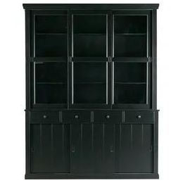 Buffet Woood "Lagos", schwarz, Holzwerkstoff, Schr&auml;nke, Buffet, viel Stauraum, mit Glast&uuml;ren, H 213 cm x B 163 cm
