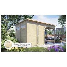 Gartenhaus BERTILO "Pentus 2", beige (naturbelassen), Fu&szlig;boden im Gartenhaus, ohne Dacheindeckung, Massivholz, Gartenh&auml;user, Gartenhaus, Topseller