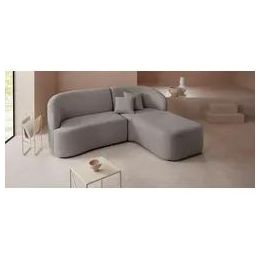 Ecksofa "Dilara L-Form", grau (hellgrau), B:200cm H:87cm T:165cm, Struktur fein 100% Polyester);Samtoptik (100% Polyester);Boucl&eacute; (100% Polyester), LeGer Home by Lena Gercke, Sofas, Ecksofa, gerundete R&uuml;ckenlehne und Front, in 3 Bezugsqualit&auml;ten
