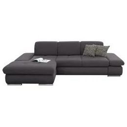 Ecksofa "SO4100 V", grau (fango), B:284cm H:80cm T:190cm, SET ONE BY Musterring, Sofas, Ecksofa, mit verstellbaren Kopfteilen, wahlweise mit Funktionen, Cord-Bezug
