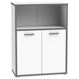 Kommode FORTE "Keflav", wei&szlig; (wei&szlig;, uni wolfram grau), B:84,5cm H:115,1cm T:41,5cm, Spanplatte, Sideboards, Kommode, Breite 84,5 cm