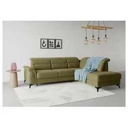 Sit & More Ecksofa SIT & MORE "Sinatra L-Form", gr&uuml;n (olive), B:251cm H:85cm T:220cm, 98% Polyester, 2% Polyamid, Sofas, Ecksofa, mit Ottomane, optional mit Kopfteilverstellung und Armteilfunktion