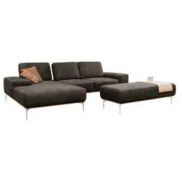Ecksofa W.Schillig "run, Designsofa mit tollem Sitzkomfort, L-Form", grau (antracite s37), B:279cm H:88cm T:178cm, Longlife Xtra-Leder Z73: Naturwalkleder der Luxusklasse aus den erlesensten Rohh&auml;uten. Hautst&auml;rke 1, 1 &ndash; 1, 3 mm;ROHLEDER Jacquard-Flachgewebe Q2 W60 (63% Polyester, 37% Polyacryl);ROHLEDER Chenille-Flachgewebe Q2 W77 (68% Polyacryl, 32% Polyester);Stoff S37 (100% Polyester), Sofas, E