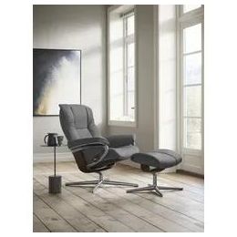 Relaxsessel stressless "Mayfair", grau (dunkelgrau dinamica), B:79cm H:102cm T:73cm, Microfaser DINAMICA (88% Polyester, 12% Polyurethan), Sessel, Relaxsessel, mit Cross Base, Gr&ouml;&szlig;e S, M & L, Holzakzent Braun