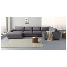 Wohnlandschaft Home Affaire "Bloomfield, Mega Polsterprogramm, Breite 405cm, viel Platz, U-Form", grau, B:405cm H:84cm T:224cm, 100% Polyester, Sofas, Wohnlandschaft, mit extra tiefer Sitzfl&auml;che, wahlweise mit Sitztiefenverstellung