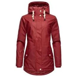 Regenjacke Navahoo "Oceans Heart", Damen, Gr. S (36), rot (blutrot), Oberstoff: 70% Polyester, 30% Polyurethan. Futter: 100% Polyester. Wattierung: 100% Polyester. &Auml;rmelfutter: 100% Polyester, figurumspielend Po-bedeckend, &Auml;rmel ohne &Auml;rmelschlitz Rippstrickb&uuml;ndchen mit Kn&ouml;pfen, Jacken Regenjacke, stylischer wasserdichter Regenmantel mit Kapuze