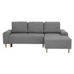 Ecksofa Home Affaire "Samu L-Form", grau (mittelgrau), B:235cm H:93cm T:160cm, Microfaser PRIMABELLE (100% Polyester);Samtoptik (100% Polyester);Struktur fein (100% Polyester), Sofas, Ecksofa, wahlweise mit Bettfunktion und Bettkasten