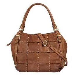 Shopper Samantha Look, Damen, Gr. B/H/T: 30cm x 30cm x 20cm onesize, braun (cognac), Leder, leicht gl&auml;nzend, unifarben, Taschen Shopper, echt Leder, Made in Italy