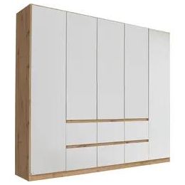 Dreht&uuml;renschrank Rauch "Schrank Garderobe MAINZ Breiten 91/136/181/226/271/315/360, H&ouml;he 210cm", wei&szlig; (eiche artisan, alpinwei&szlig;), B:226cm H:210cm T:54cm, Holzwerkstoff, Schr&auml;nke, Dreht&uuml;renschrank, grifflose Front, Au&szlig;ent&uuml;ren mit Push-to-Open Funktion MADE IN GERMANY