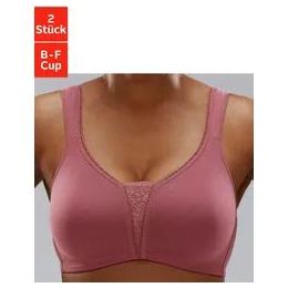 Soft-BH Petite Fleur, Damen, Gr. 85, Cup F, rosa (rosenholz, puder), Jersey, Obermaterial: 90% Baumwolle, 5% Elasthan, 5% Polyamid, BHs Soft-BH, ohne B&uuml;gel mit Spitzen-Details