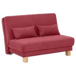 Schlafsofa Home Affaire "Gina", rot, B:120cm H:86cm T:95cm, Chenille (100% Polyester), Sofas, Schlafsofa, vom Sofa zum Bett mit einem Handgriff, in 4 Breiten, Nierenkissen