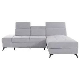 Ecksofa Home Affaire "Cardiz L-Form", silber, B:246cm H:83cm T:173cm, Webstoff (100% Polyester);Luxus-Microfaser Paris (90% Polyester/10% Polyamid);Struktur fein (100% Polyester);Samtoptik (100% Polyester), Sofas, Ecksofa, inkl.Kopfteilverstellung und Federkern wahlweise mit Bettfunktion