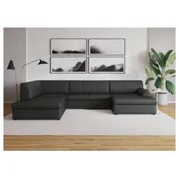 Wohnlandschaft DOMO collection "Topper, elegant und zeitlos, komfortabel, U-Form", grau (dunkelgrau), B:320cm H:78cm T:213cm, Sofas, Wohnlandschaft, wahlweise mit Bettfunktion