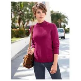 Stehkragenpullover Casual Looks "Pullover", Damen, Gr. 50, pink (fuchsia), 50% Baumwolle, 50% Polyacryl, meliert, unifarben, figurumspielend, Pullover Stehkragenpullover