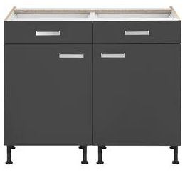 Unterschrank Optifit "Parma", grau (anthrazit), B:100cm H:87cm T:58,4cm, Holzwerkstoff, Schr&auml;nke, Unterschrank, Breite 100 cm