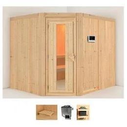 Sauna Karibu "Marit", beige (naturbelassen), Saunaofen, externe Steuerung, 9 kW, Saunen, Ofen 9 KW externe Strg easy