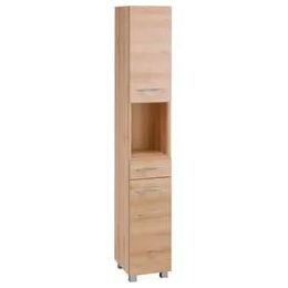 Hochschrank Welltime "Portofino", braun (buchefarben), B:30cm H:185cm T:35cm, Schr&auml;nke, Hochschrank