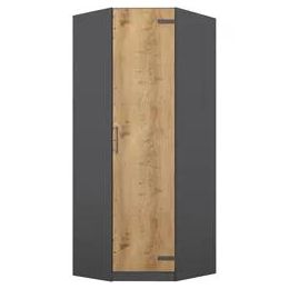 Eckkleiderschrank Rauch "Holmes", grau (graumetallic, eiche artisan), B:85cm H:197cm T:54cm, Holzwerkstoff, Schr&auml;nke, Eckkleiderschrank, im Industrial Style