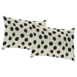 Dekokissen ADAM "Kissenh&uuml;lle Dots", schwarz (schwarz, bedruckt), B:40cm L:60cm, Baumwolle, Leinen, Dekokissen_Sitzkissen_Kissenh&uuml;llen, aus Bio-Baumwolle, Kissenh&uuml;lle ohne F&uuml;llung, 1 St&uuml;ck