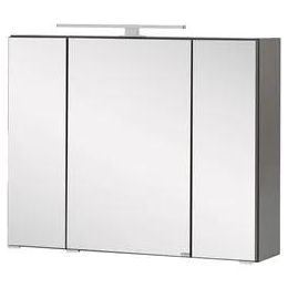 Spiegelschrank Welltime "Kaunas", grau (grafitgrau), B:80cm H:64cm T:20cm, Holzwerkstoff, Schr&auml;nke, Spiegelschrank, 80 cm breit, Soft-Close-Funktion