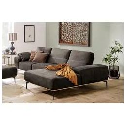 Ecksofa W.Schillig "run, Designsofa mit tollem Sitzkomfort, bequem, L-Form", grau (antracite s37), B:319cm H:88cm T:178cm, Longlife Xtra-Leder Z73: Naturwalkleder der Luxusklasse aus den erlesensten Rohh&auml;uten. Hautst&auml;rke 1, 1 &ndash; 1, 3 mm;ROHLEDER Jacquard-Flachgewebe Q2 W60 (63% Polyester, 37% Polyacryl);ROHLEDER Chenille-Flachgewebe Q2 W77 (68% Polyacryl, 32% Polyester);Stoff S37 (100% Polyester), 