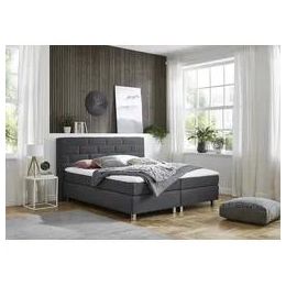 Boxspringbett, grau (charcoal), B:105cm L:210cm, Bezug Bett: Feinstruktur 100% Polyester;Bezug Bonnell-Federkernmatratze: 100% Polyester;Bezug Kaltschaummatratze: 100% Polyester;Bezug Tonnentaschenfederkernmatratze: 80% Baumwolle, 20%Polyester;Topper: Komfortschaum mit Bezug 100% Polyester, Westfalia Schlafkomfort, Komplettbetten, Boxspringbett, mit Topper