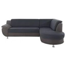 Ecksofa Trendmanufaktur "Rondo 3, zeitlos und bequem, Materialmix, breite Armlehnen, L-Form", grau (grau, dunkelgrau), B:265cm H:85cm T:190cm, Kunstleder SOFTLUX / Struktur (77% Polyester; 23% Polyacryl);Luxus-Microfaser ALCAZAR (100% Polyester) / Feinstruktur (100% Polyester), Sofas, Ecksofa, wahlweise mit Federkern f&uuml;r mehr Komfort, wahlweise mit Bettfunktion