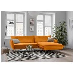 Ecksofa OTTO HOME "Stine L-Form", gold (goldfarben), B:249cm H:86cm T:159cm, Struktur (100% Polyester);Struktur weich (85% Polyester/15% Nylon);Samtoptik (100% Polyester), Sofas, Ecksofa, Besonderes Design durch Kissenoptik und Keder, by Morten Georgsen
