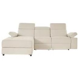Ecksofa Home Affaire "Kilado, L-Form", beige (creme), B:259cm H:98cm T:163cm, Struktur fein (95% Polyester 5%Nylon), Sofas, Ecksofa, mit Relaxfunktion, verstellbarer Armlehne, Kopfteilverstellung