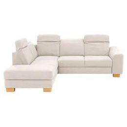 Ecksofa Home Affaire "Dundee L-Form", beige (creme), B:263cm H:86cm T:219cm, Struktur fein (100% Polyester), Sofas, Ecksofa, wahlweise mit Kopfteilverstellung und zus&auml;tzlich mit Bettfunktion