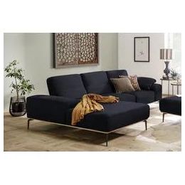 Ecksofa W.Schillig "run, Designsofa mit tollem Sitzkomfort, L-Form", blau (dunkelblau w82), B:299cm H:88cm T:178cm, Longlife Xtra-Leder Z73: Naturwalkleder der Luxusklasse aus den erlesensten Rohh&auml;uten. Hautst&auml;rke 1, 1 &ndash; 1, 3 mm;ROHLEDER Jacquard-Flachgewebe Q2 W60 (63% Polyester, 37% Polyacryl);ROHLEDER Chenille-Flachgewebe Q2 W77 (68% Polyacryl, 32% Polyester);Stoff S37 (100% Polyester), Sofas, 
