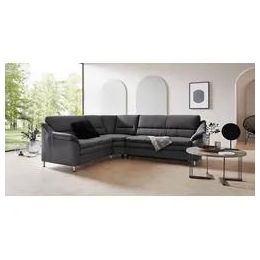 Ecksofa Home Affaire "Cardoso L-Form", grau (anthrazit), B:260cm H:90cm T:230cm, Luxus-Microfaser ALTARA NUBUCK (100% Polyester);Luxus-Microfaser weich (90% Polyester, 10% Polyamid);Struktur (52%Polyester, 35% Acryl, 13%Cotton);Luxus-Microfaser Lederoptik (100% Polyester), Sofas, Ecksofa, mit Trapezecke f&uuml;r mehr Sitzkomfort, wahlweise auch mit Bettfunktion