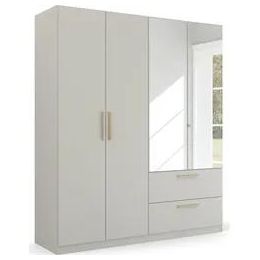 Kleiderschrank Rauch "Dreht&uuml;renschrank Schrank Garderobe Ankleide SKANDI BY QUADRA SPIN", grau (seidengrau), B:181cm H:210cm T:54cm, Holzwerkstoff, Schr&auml;nke, Kleiderschrank, im Landhaus-Stil mit Massivholzgriffen, mit Schubladen und Spiegel
