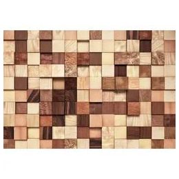 Fototapete Komar "Lumbercheck - Gr&ouml;&szlig;e 368 x 254 cm", beige (beige, braun), B:368m L:254m, Papier, Tapeten, Wohnzimmer, Schlafzimmer